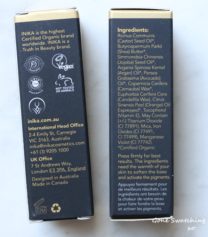 Inika Lipstick Review & Swatches – Auburn Ambition & Flushed – Gone ...